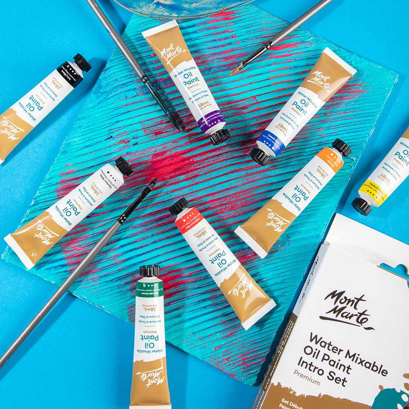 Mont Marte Intro Paint Set - H2O Water Mixable Oil Paint 8pc x 18ml ...