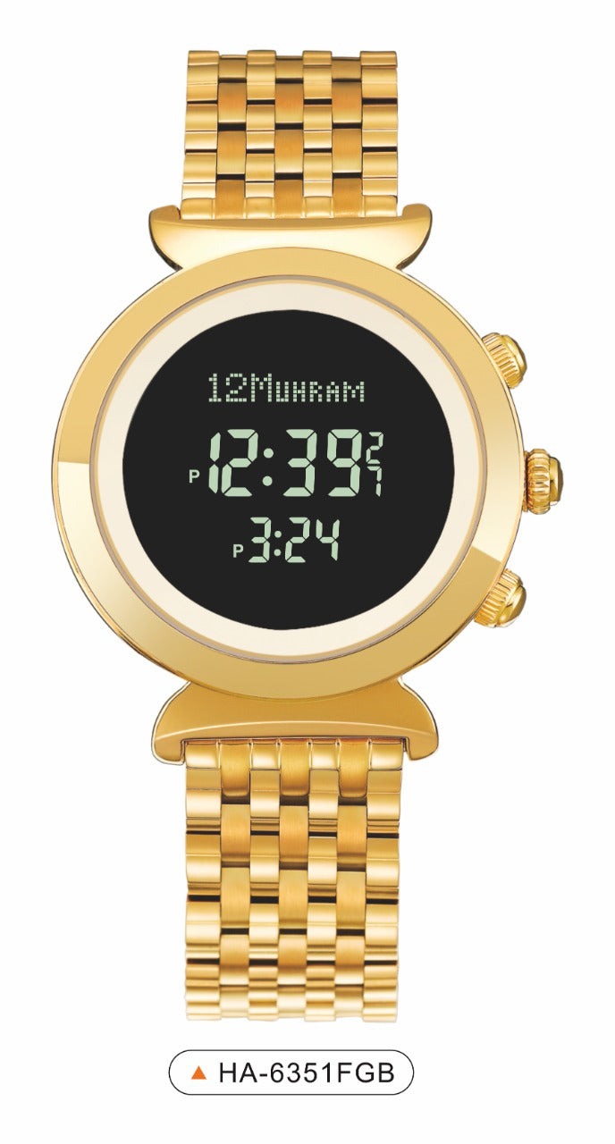Al Harameen Gold Digital Leather Women's Watch HA-6351FG | Book Fanar